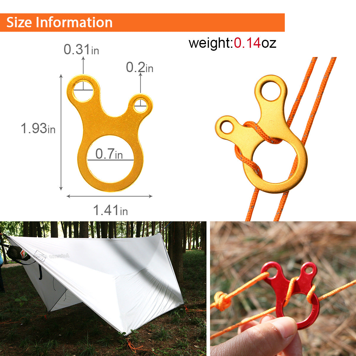 Aluminum 3 hole Guyline Tensioners 10Pack|Onewind